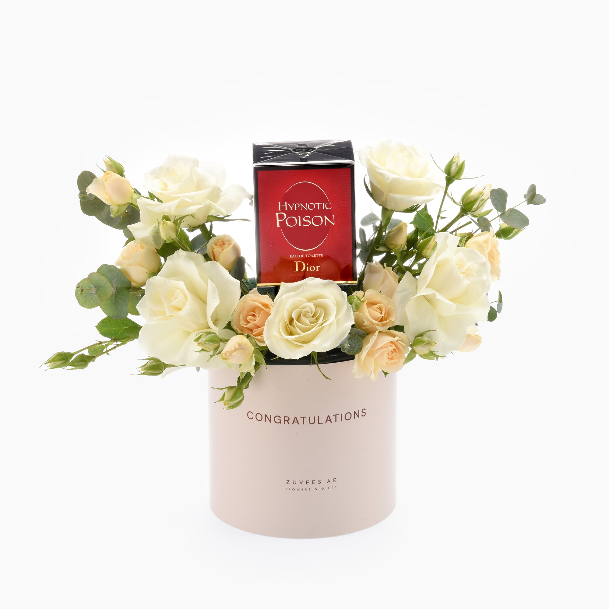 Elegant Rose Glow Congratulations Flower & Perfume Gift Box | Dubai ...